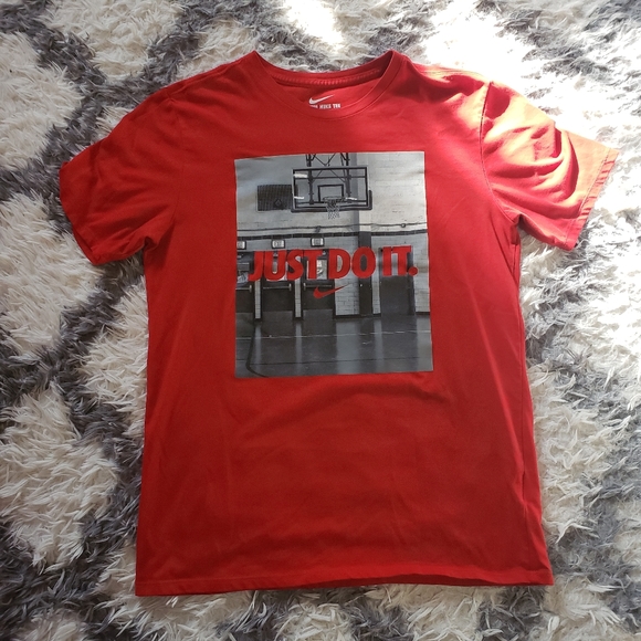 Nike | Shirts | Nike Red Just Do It Tshirt | Poshmark